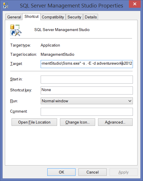 Customize startup using command line parameters - SSMS Tips and Tricks Customize startup using command line parameters - SSMS Tips and Tricks
